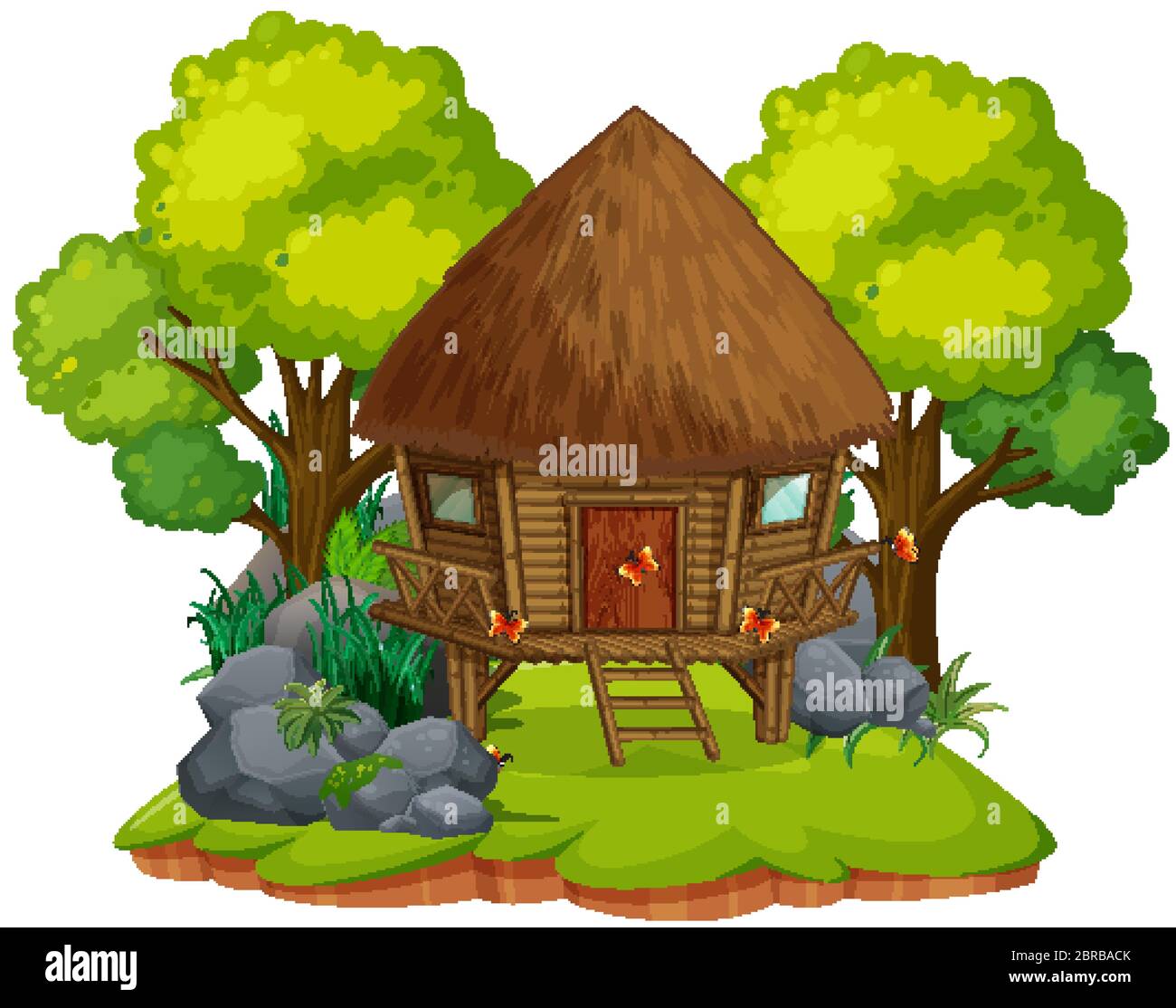 Isolated wooden hut on white background illustration Stock Vector Image ...