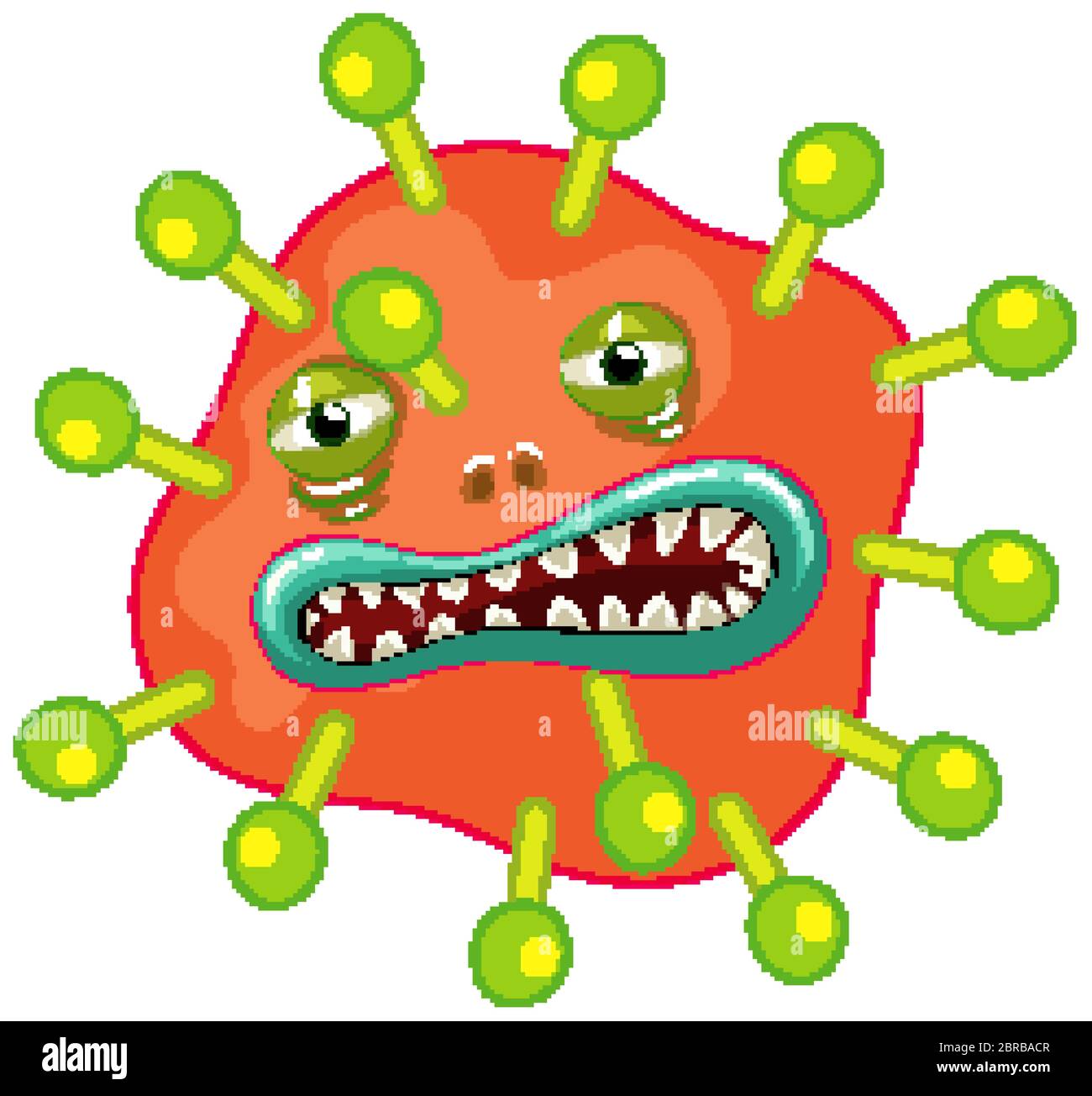 Single virus cell with scary face on white background illustration ...