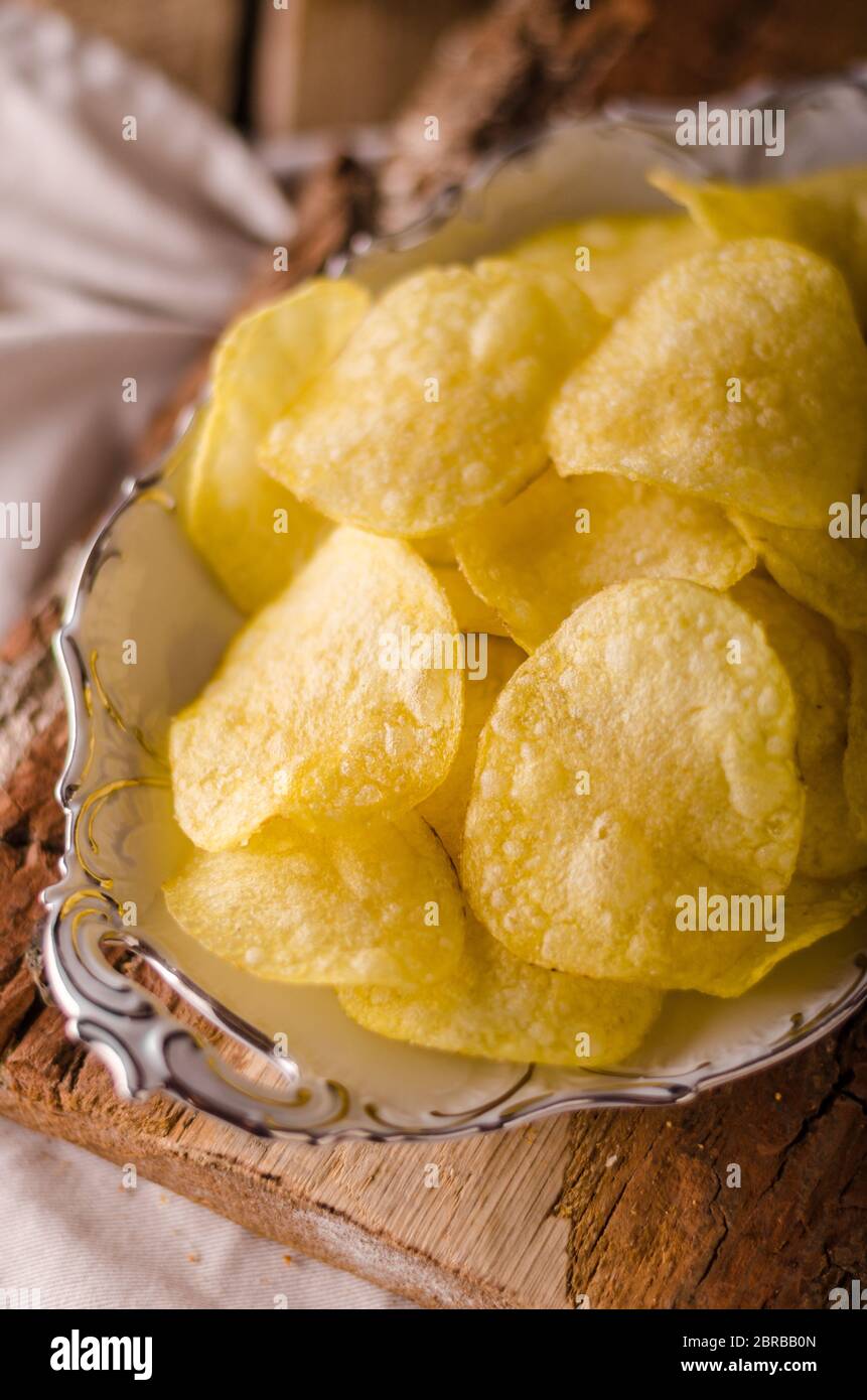 Potato chips product photography, homemade chips delish Stock Photo - Alamy