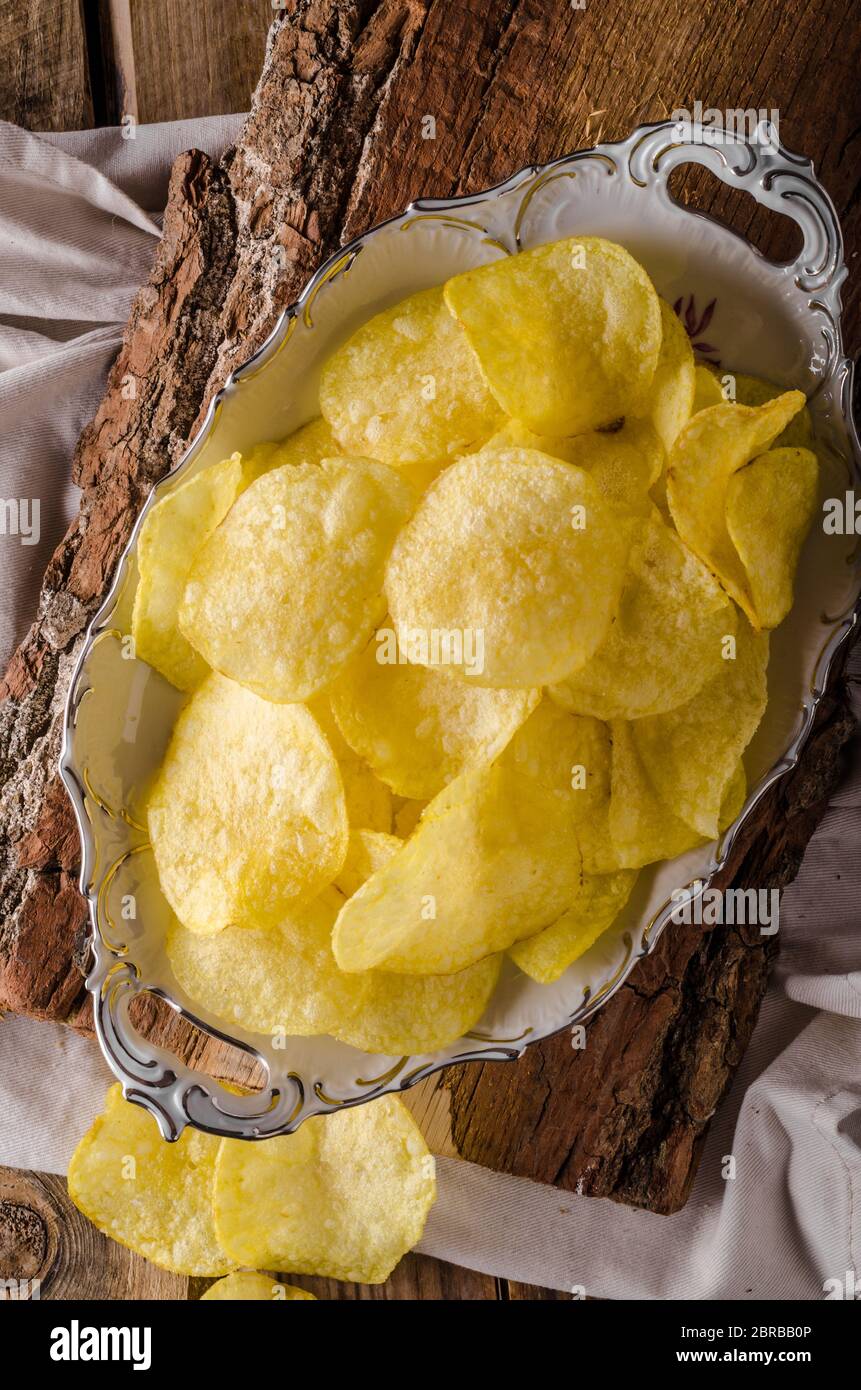 Potato chips product photography, homemade chips delish Stock Photo - Alamy
