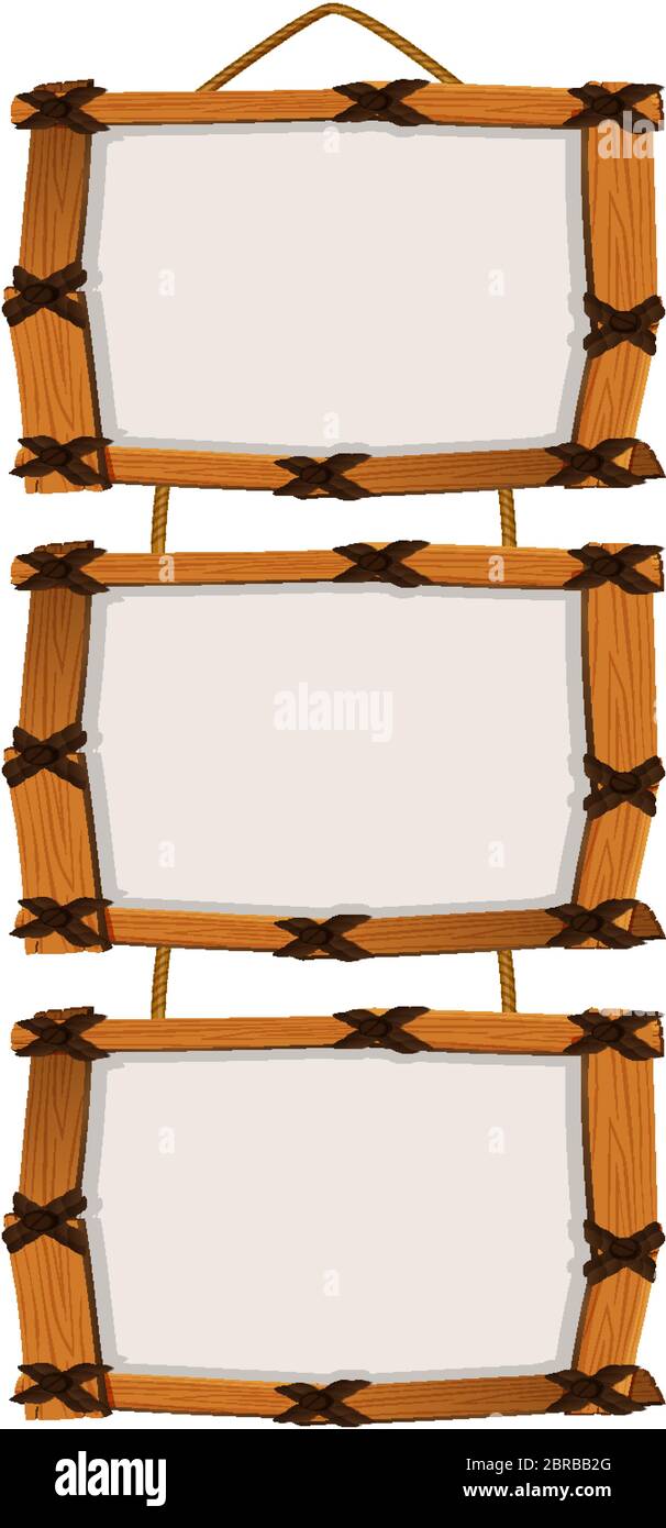 Blank sign template with wooden frames on white background illustration ...