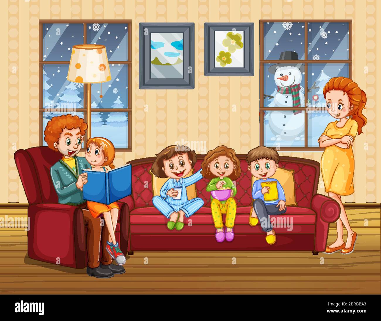 Scene with family having a good time at home illustration Stock Vector ...