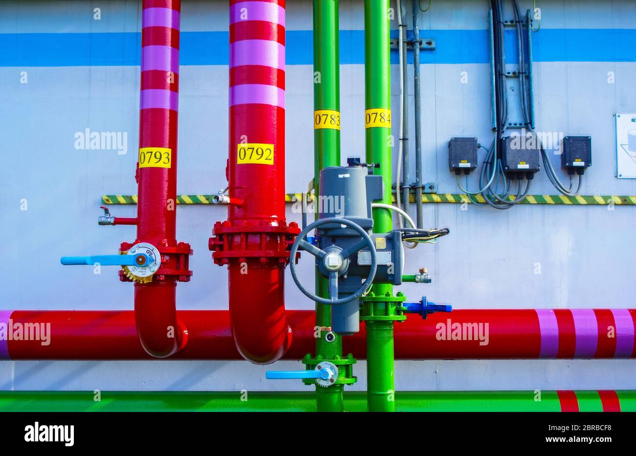 Pipeline and pipe rack of petroleum industrial plant. Offshore Industry ...