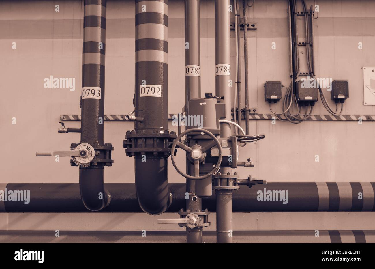 Pipeline and pipe rack of petroleum industrial plant. Offshore Industry ...