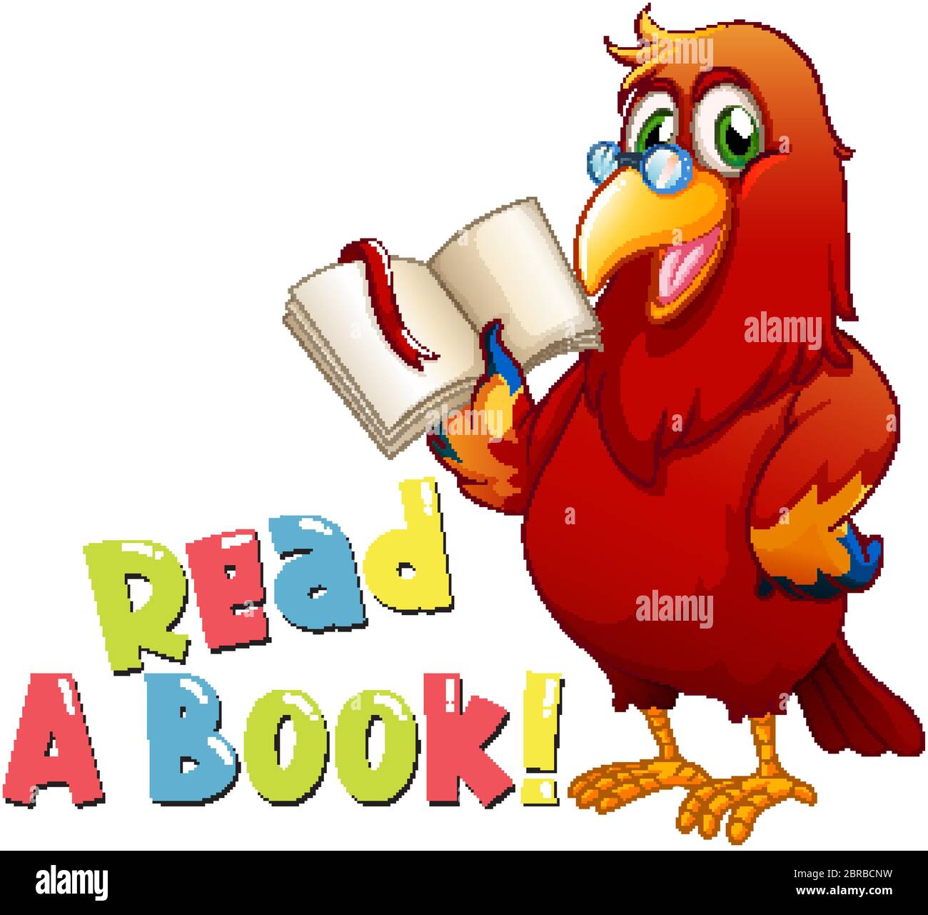 Font design for word read a book with bird reading book illustration ...