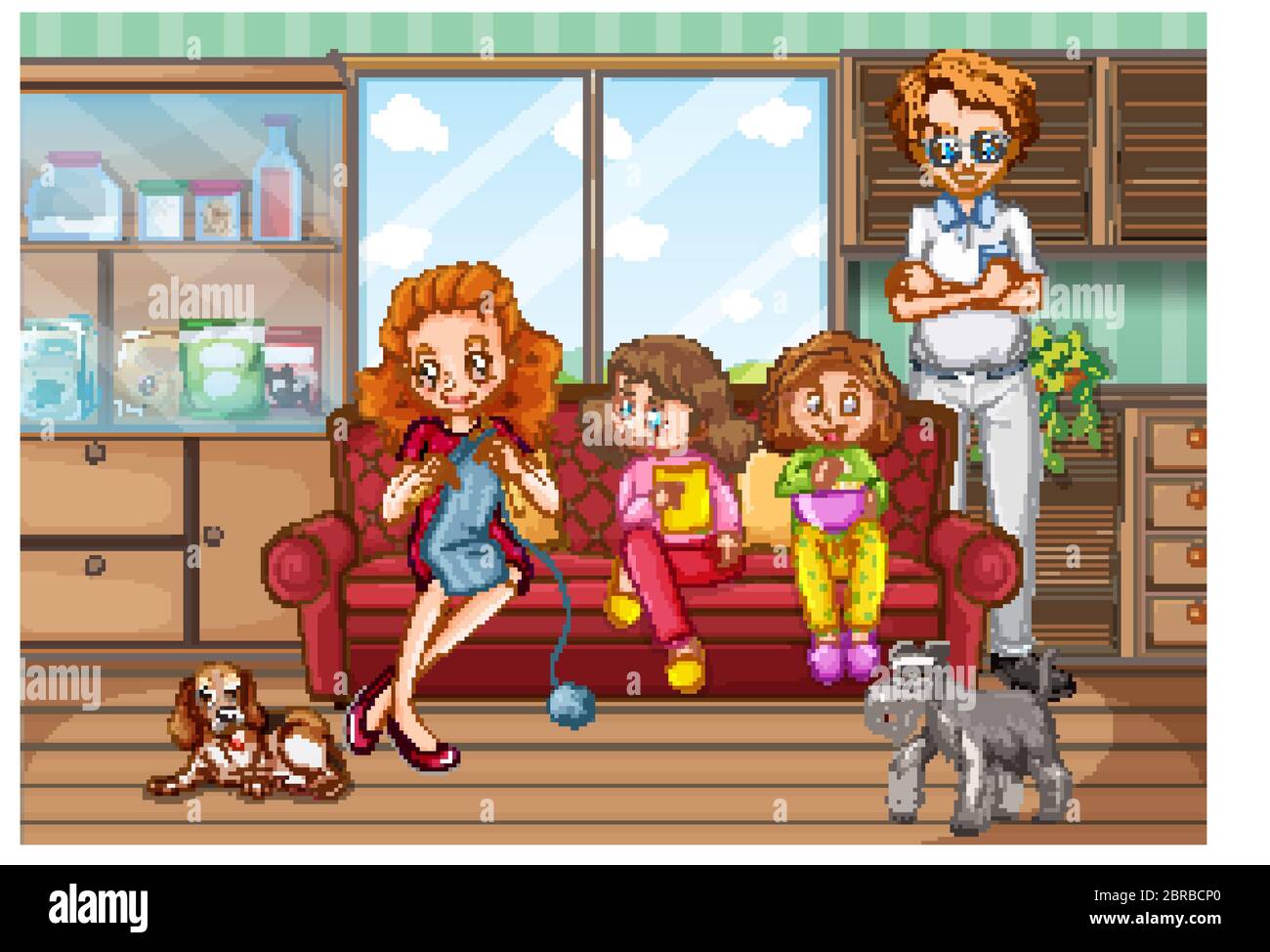 Scene with family having a good time at home illustration Stock Vector ...