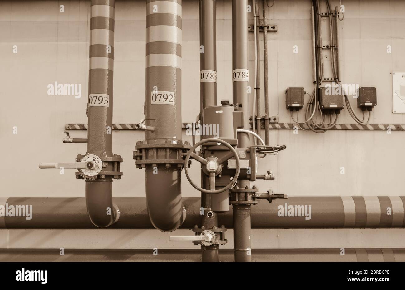 Pipeline and pipe rack of petroleum industrial plant. Offshore Industry ...