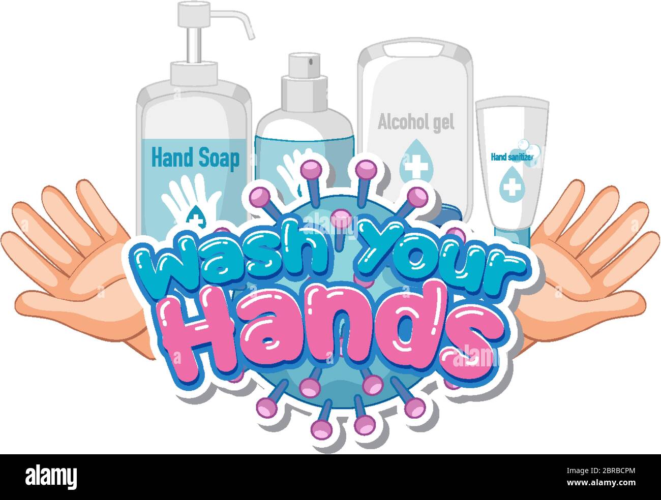Font design for word wash your hands with soap and clean hands ...