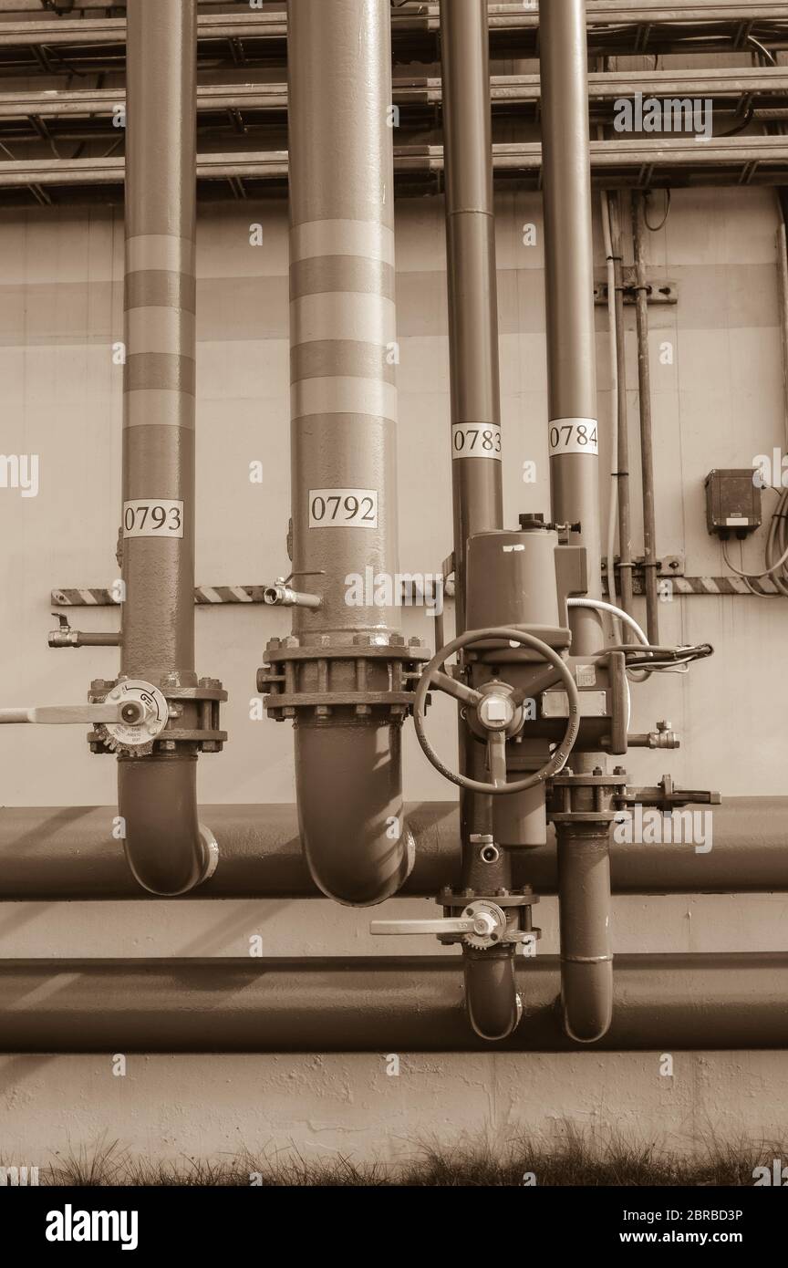 Pipeline and pipe rack of petroleum industrial plant. Offshore Industry ...