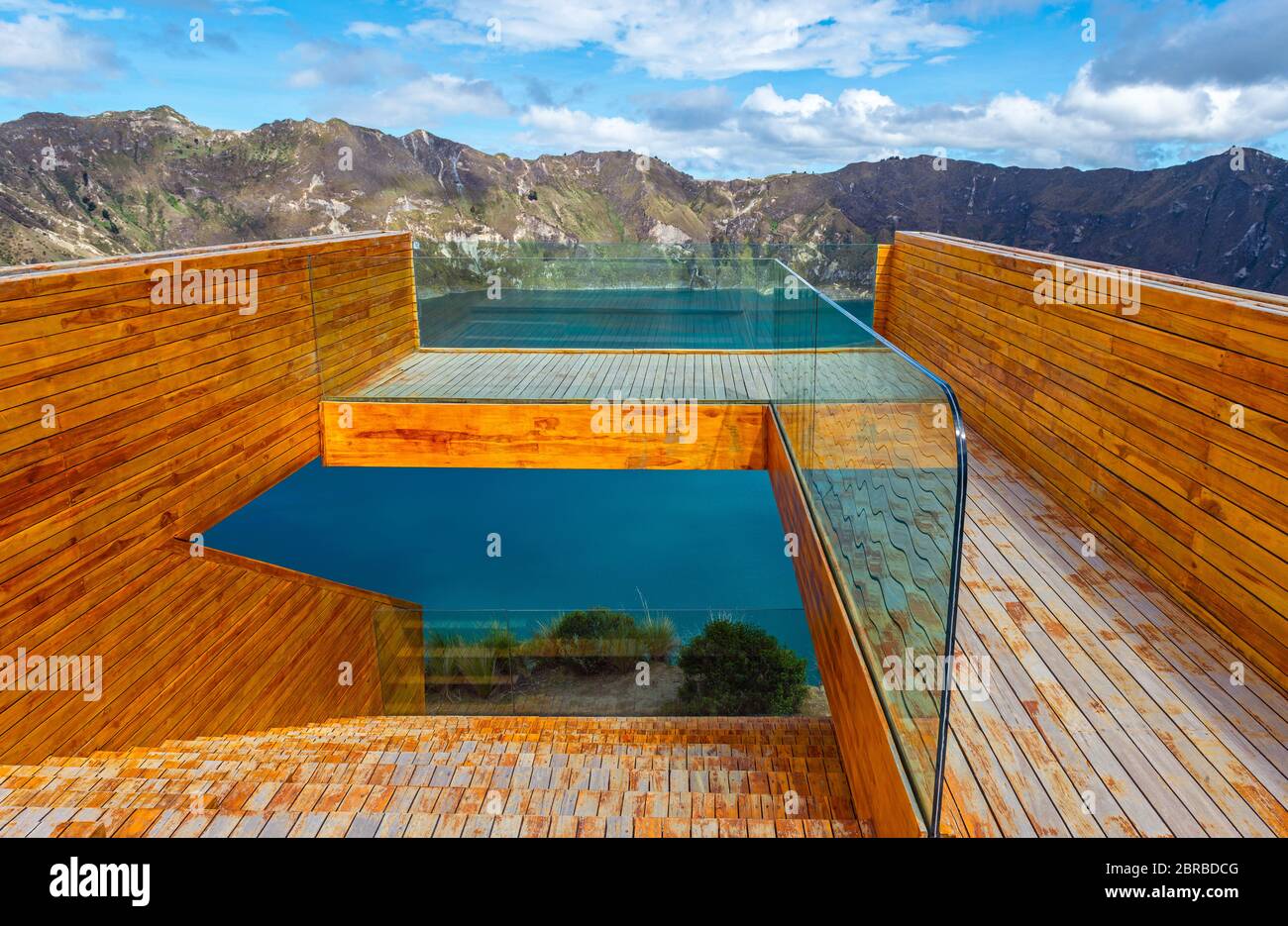 Viewpoint by the Quilotoa Lake with a modern wood and glass ...
