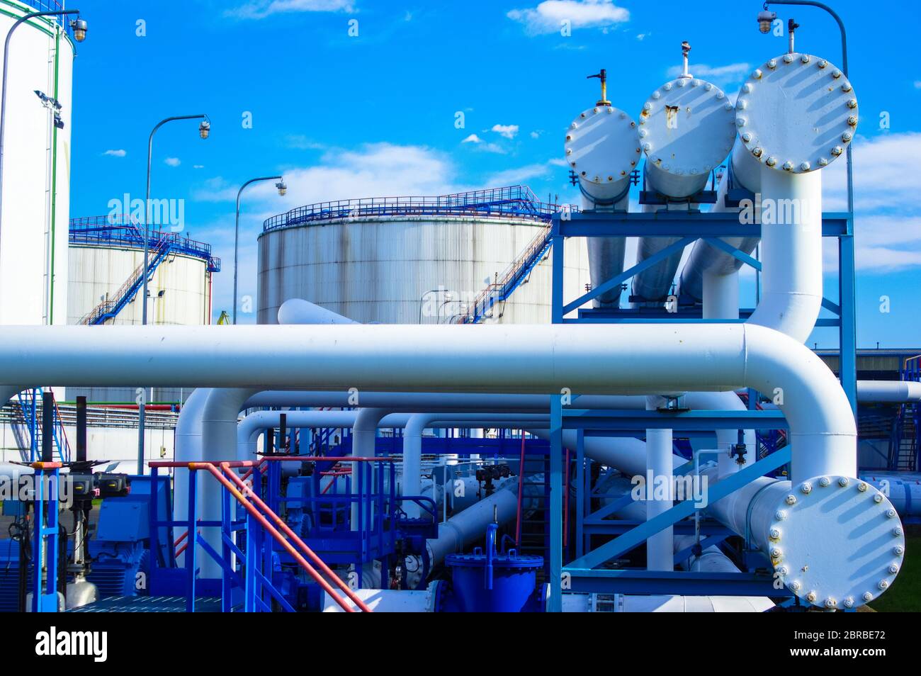 Pipeline and pipe rack of petroleum industrial plant. Offshore Industry ...