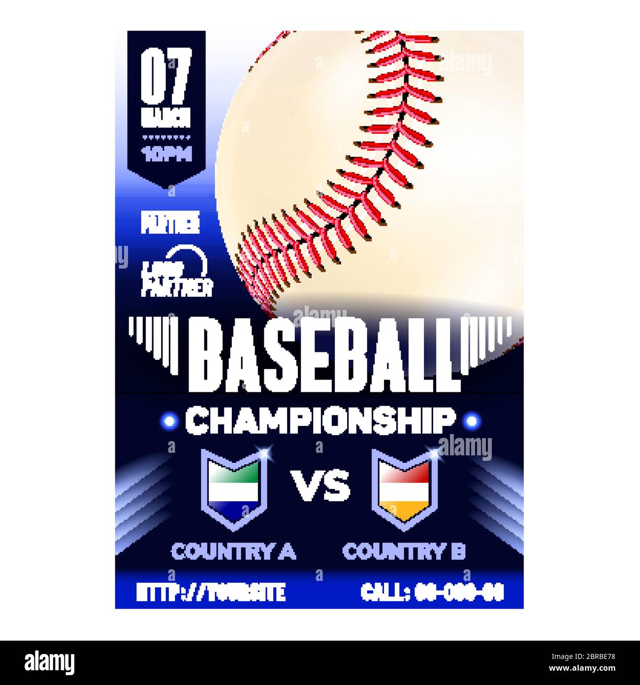 Baseball Stadium Sport League Flyer Banner Vector Stock Vector Image ...