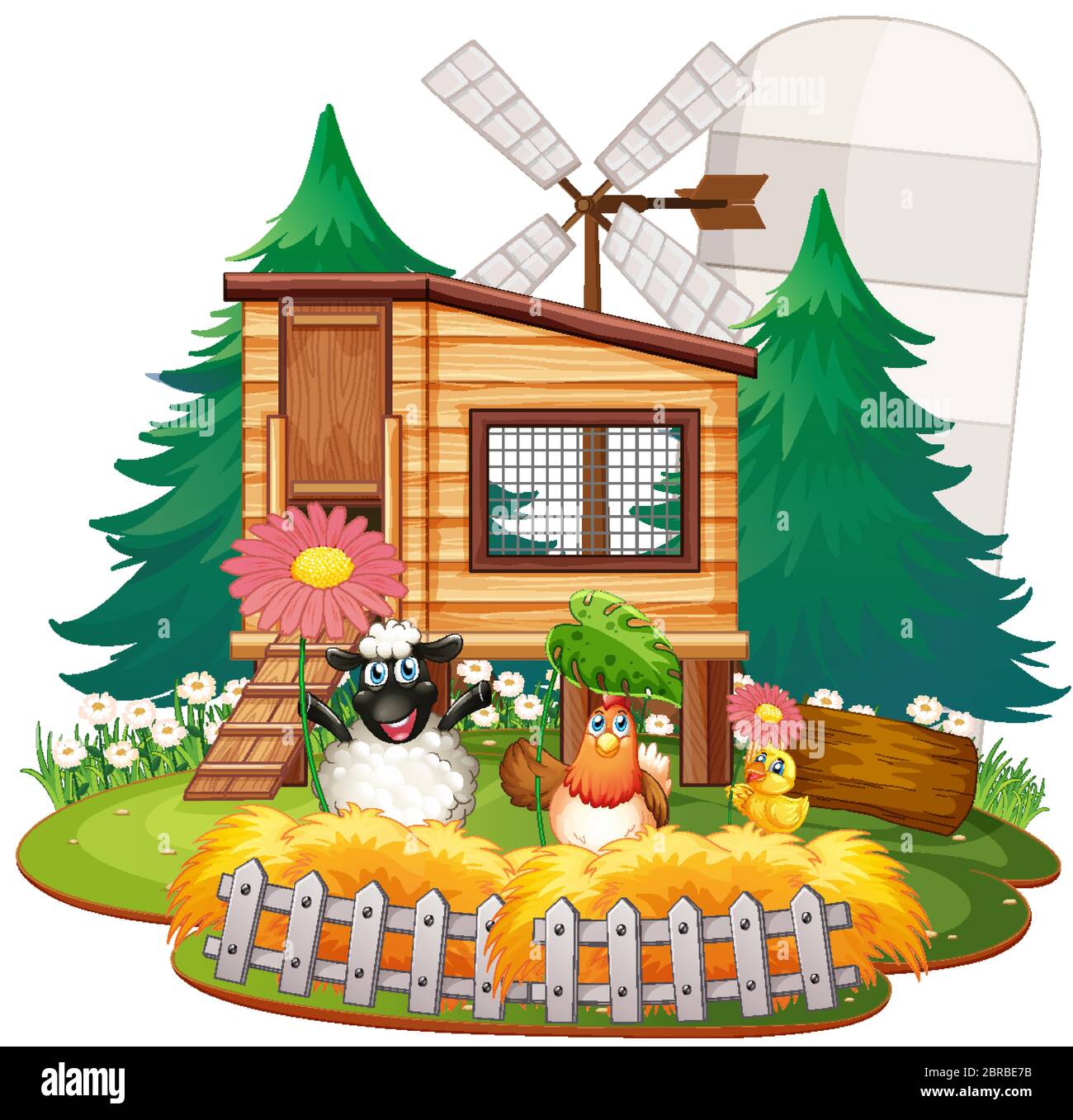 Farm theme background with farm animals illustration Stock Vector Image ...