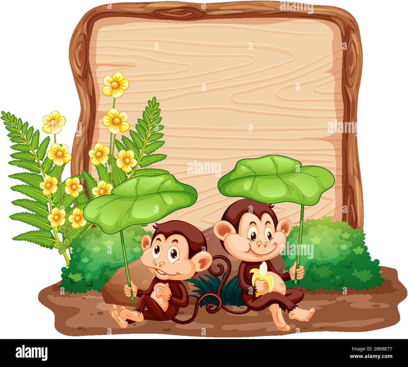 Sign template with animals in garden background illustration Stock ...