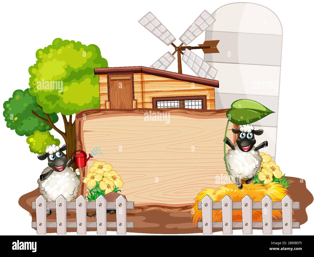 Sign template with animals in garden background illustration Stock ...