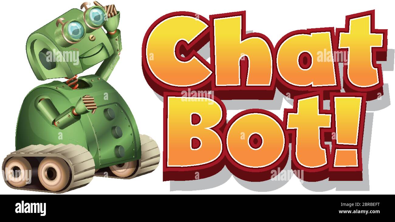 Font design for chat bot with green robot on white background ...