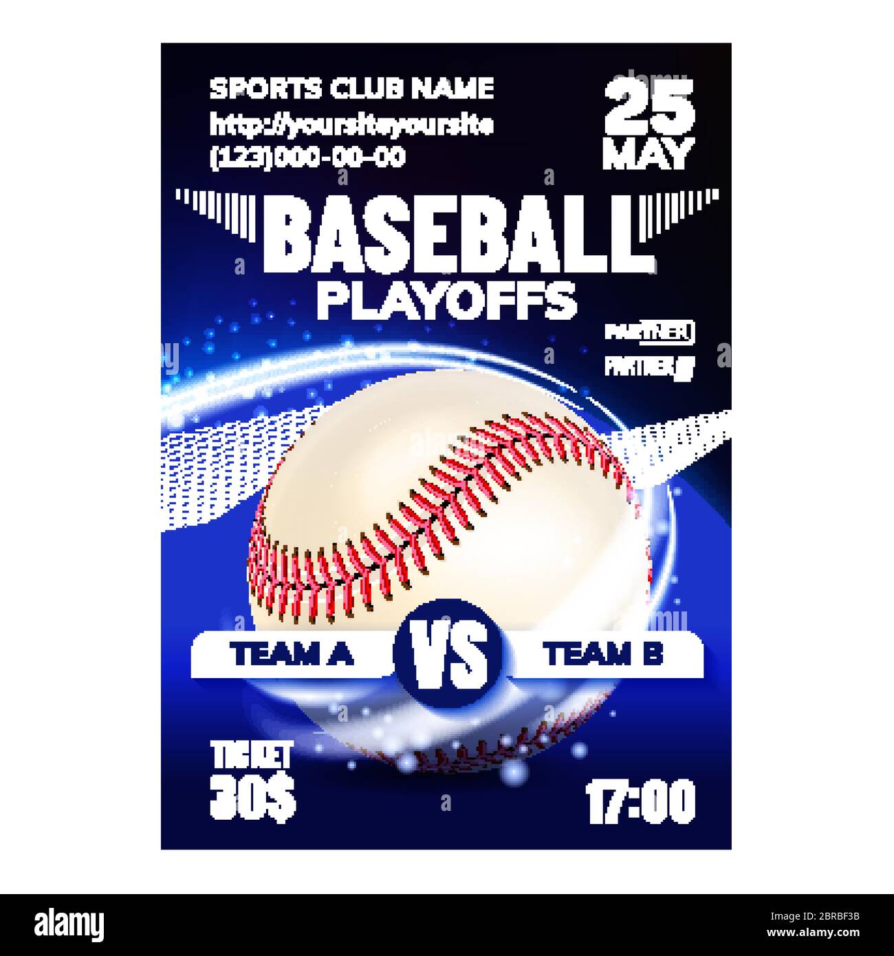 Baseball Team Activity Sport Notice Banner Vector Stock Vector Image ...