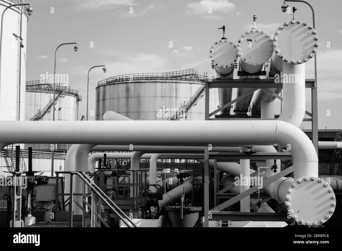 Pipeline and pipe rack of petroleum industrial plant. Offshore Industry ...
