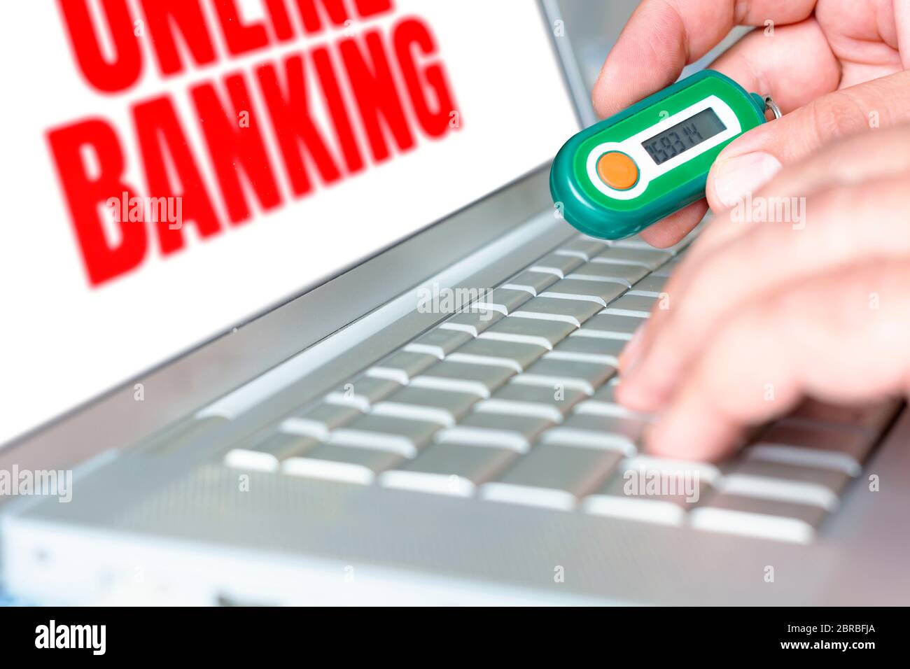 male using a password generator to perform online banking. Security ...
