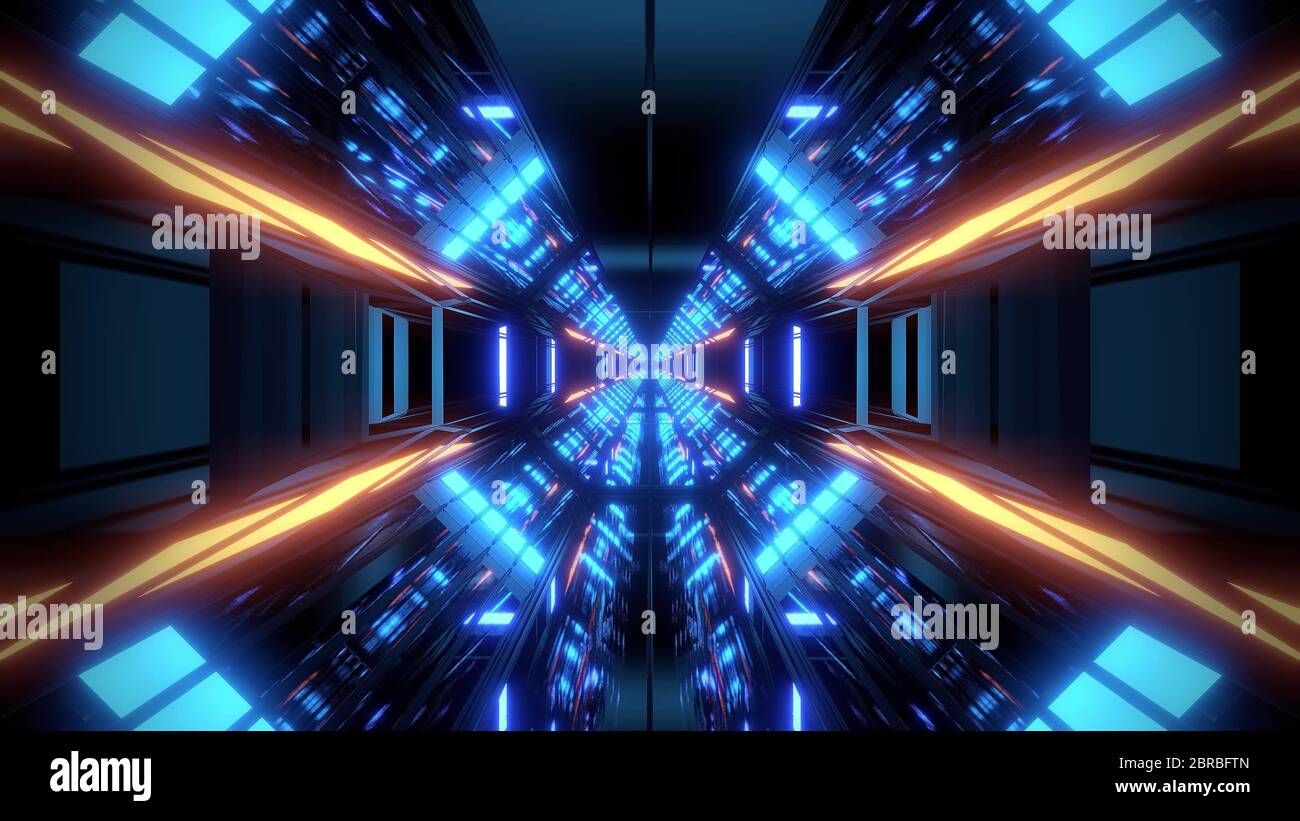 futuristic science-fiction tunnel corridor 3d illustration background ...