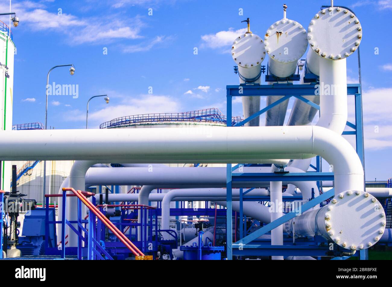 Pipeline and pipe rack of petroleum industrial plant. Offshore Industry ...