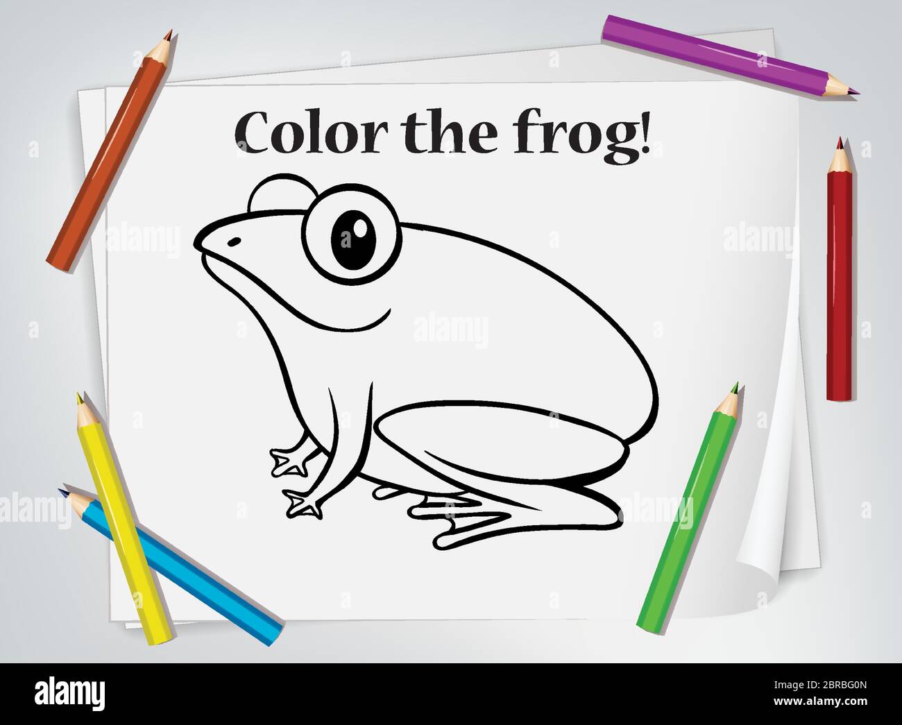 Frog colouring worksheet template illustration Stock Vector Image & Art ...