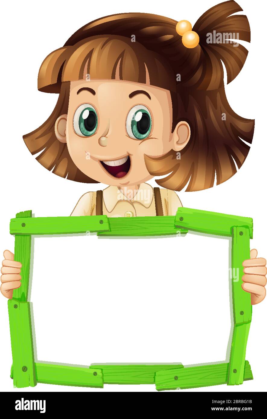 Blank sign template with cute girl on white background illustration ...