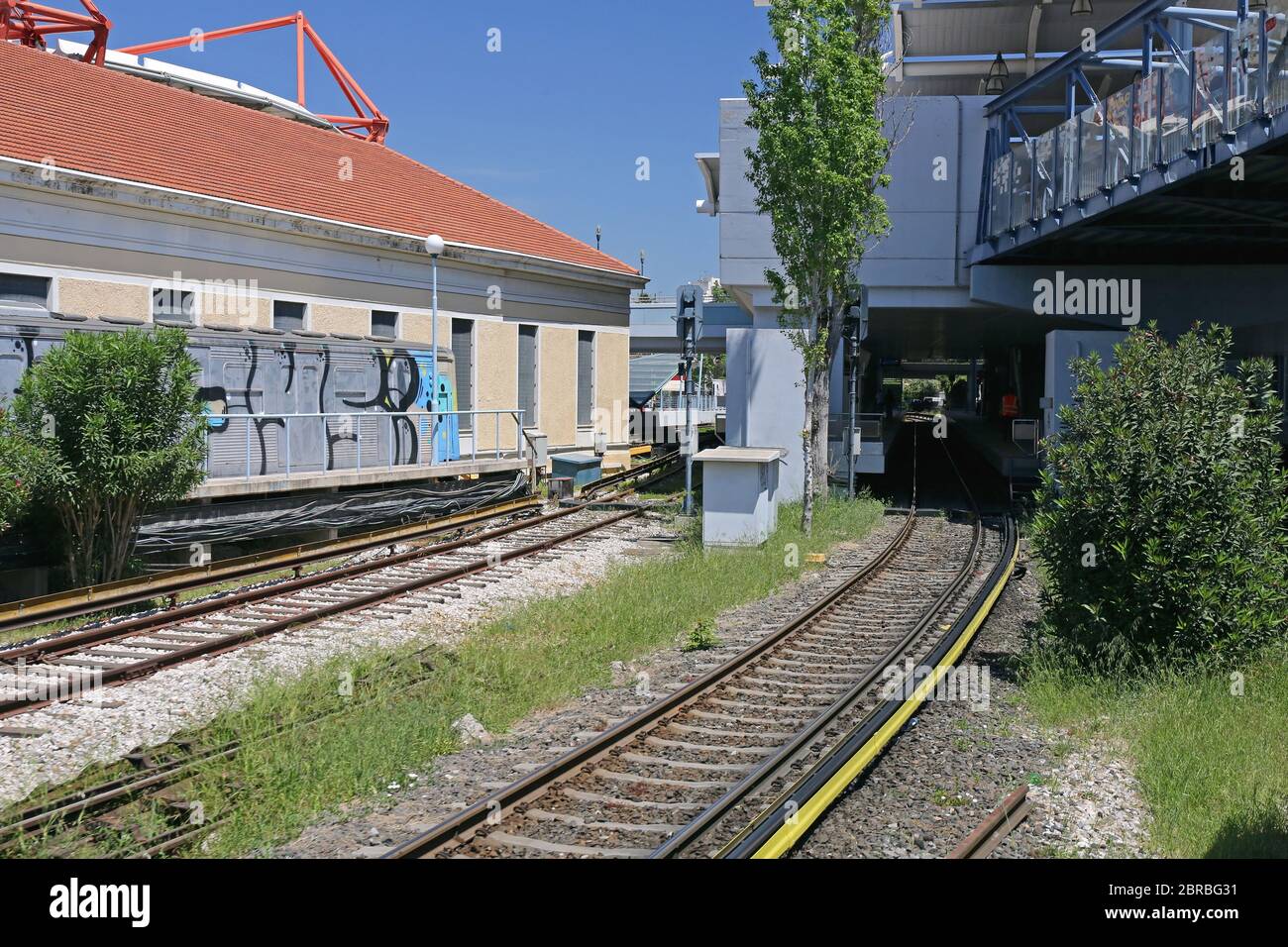 Rail Tracks Line Railroad at Piraeus Greece Stock Photo - Alamy