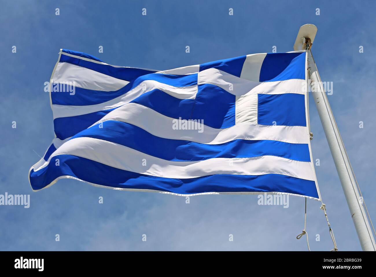 Blue and White Straps Flag of Greece Stock Photo - Alamy