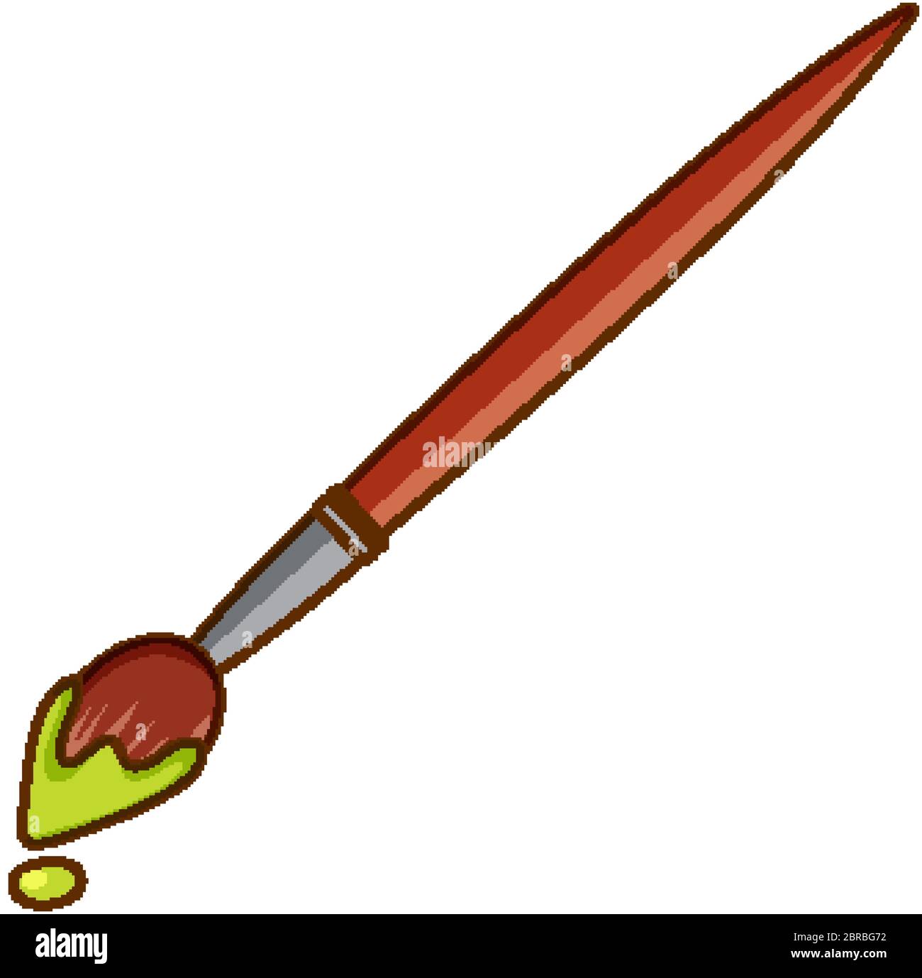 One paintbrush with green paints on white background illustration Stock ...