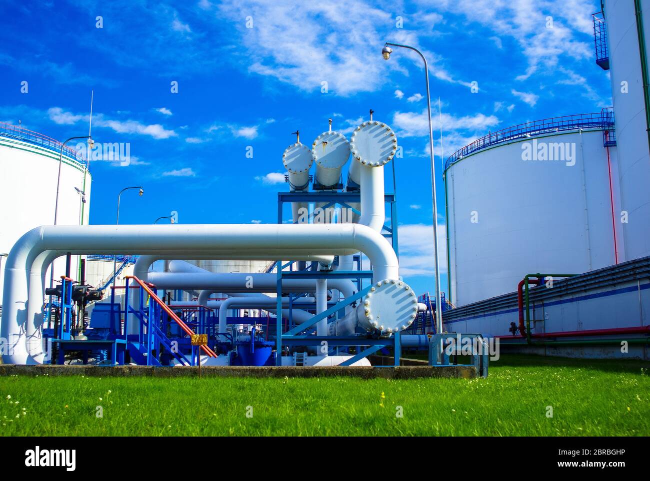 Pipeline and pipe rack of petroleum industrial plant. Offshore Industry ...