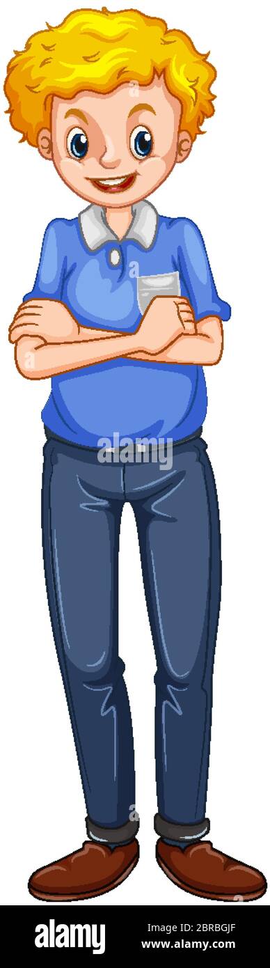 Happy man standing on white background illustration Stock Vector Image ...