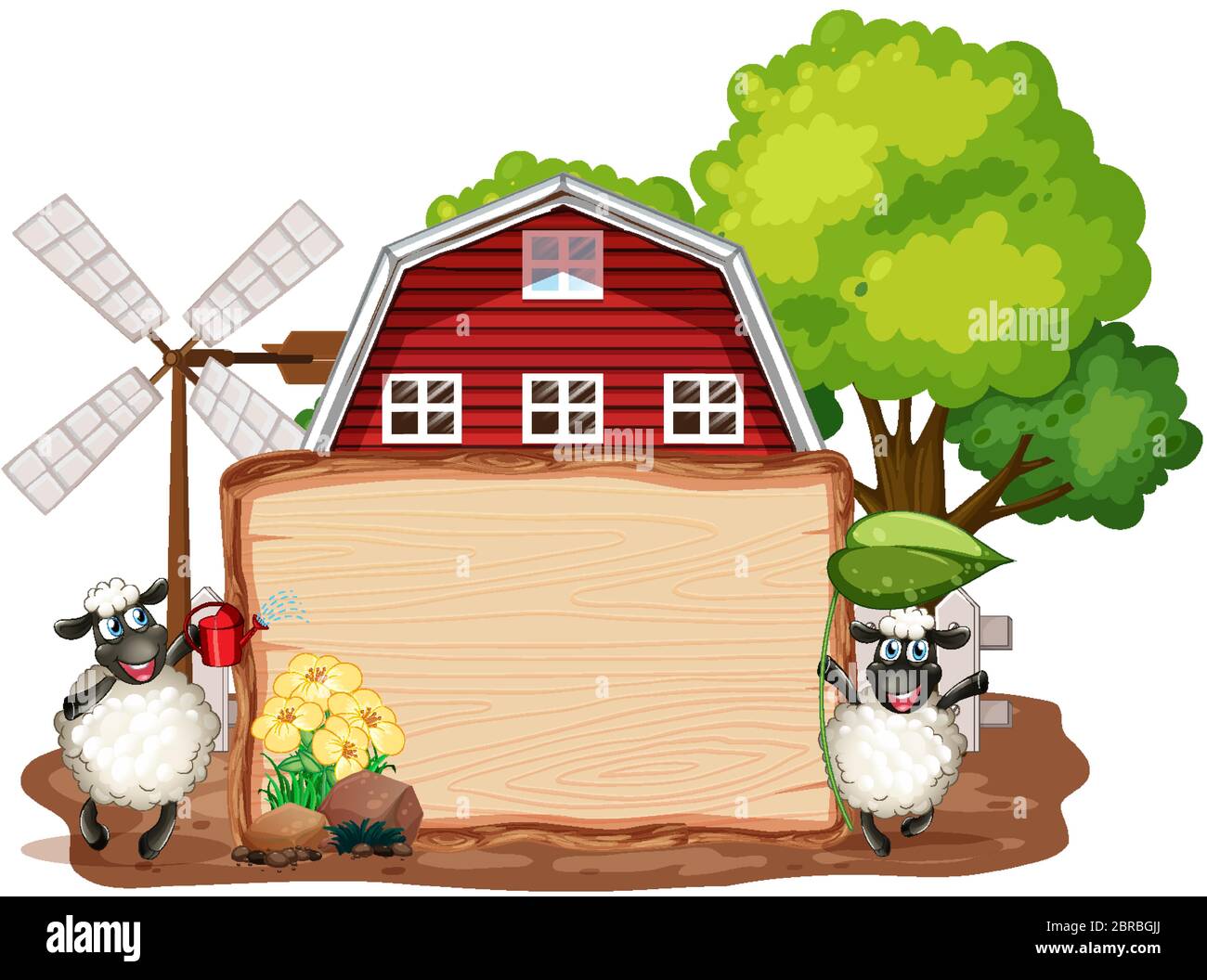 Sign template with animals in garden background illustration Stock ...