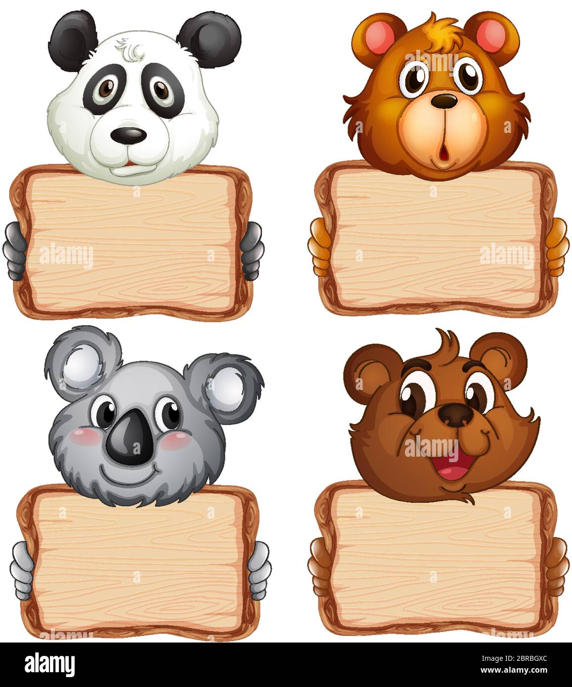 Board template with cute bears on white background illustration Stock ...