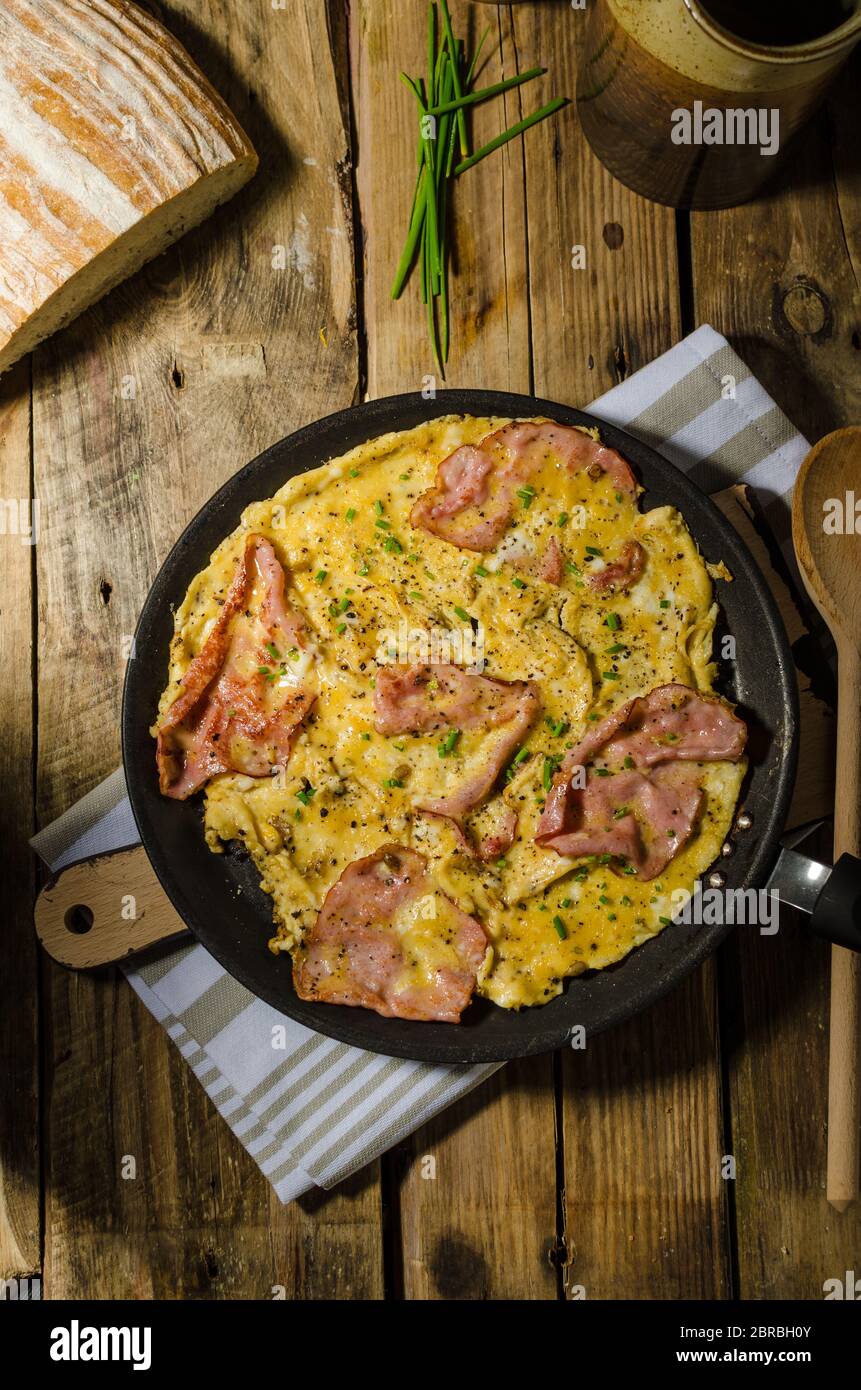 Rustic omelette with famous Prague ham Stock Photo - Alamy