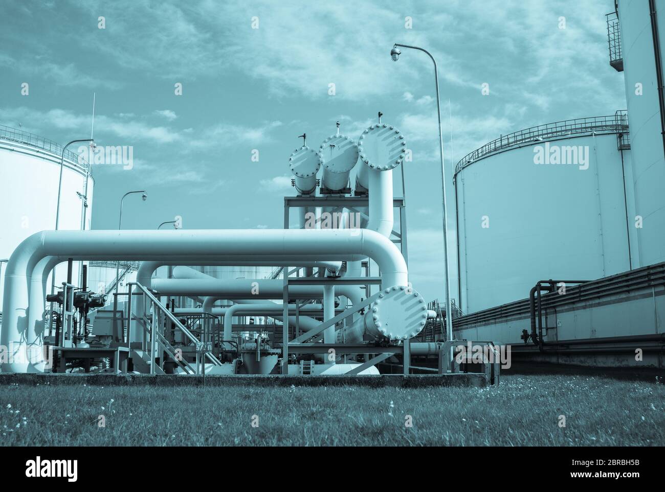 Pipeline and pipe rack of petroleum industrial plant. Offshore Industry ...