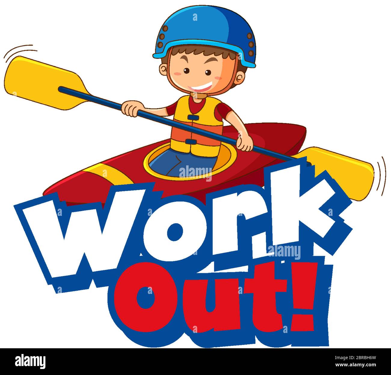 Font design for word work out with kid doing exercise illustration ...