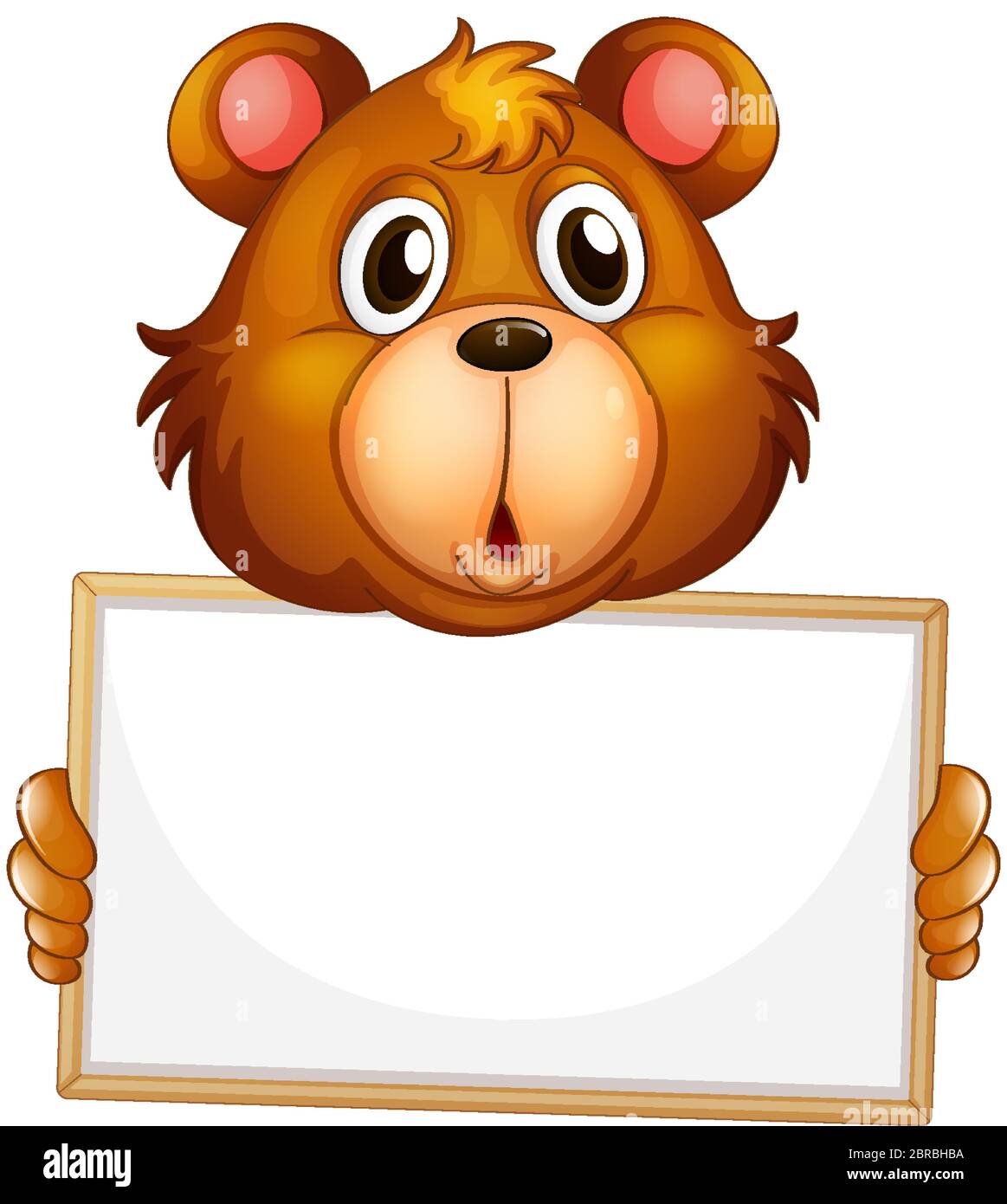 Blank sign template with brown bear on white background illustration ...