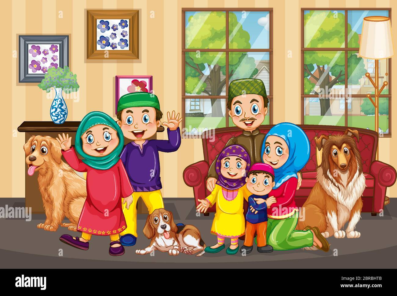 Muslim family in the house illustration Stock Vector Image & Art - Alamy