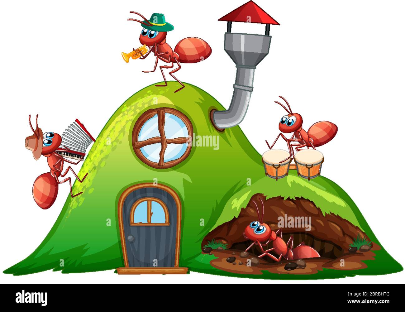 House with many ants playing music illustration Stock Vector Image ...