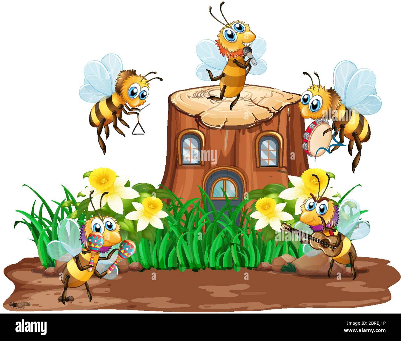 Scene with plants and insects in the garden illustration Stock Vector ...