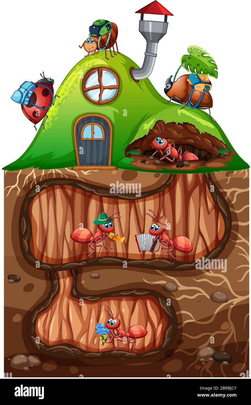Gardening theme with insects in their home illustration Stock Vector ...