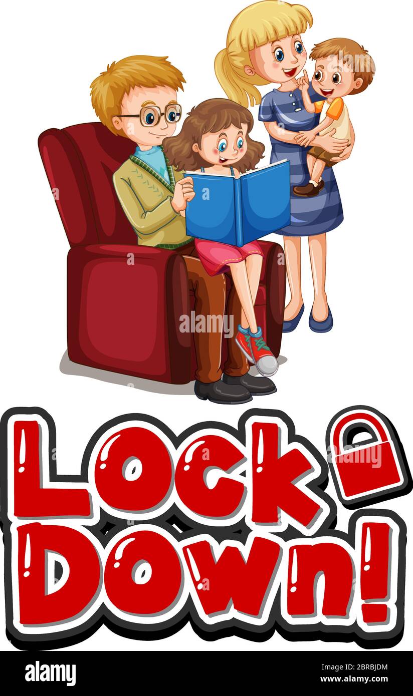 Lockdown sign with family member illustration Stock Vector Image & Art ...