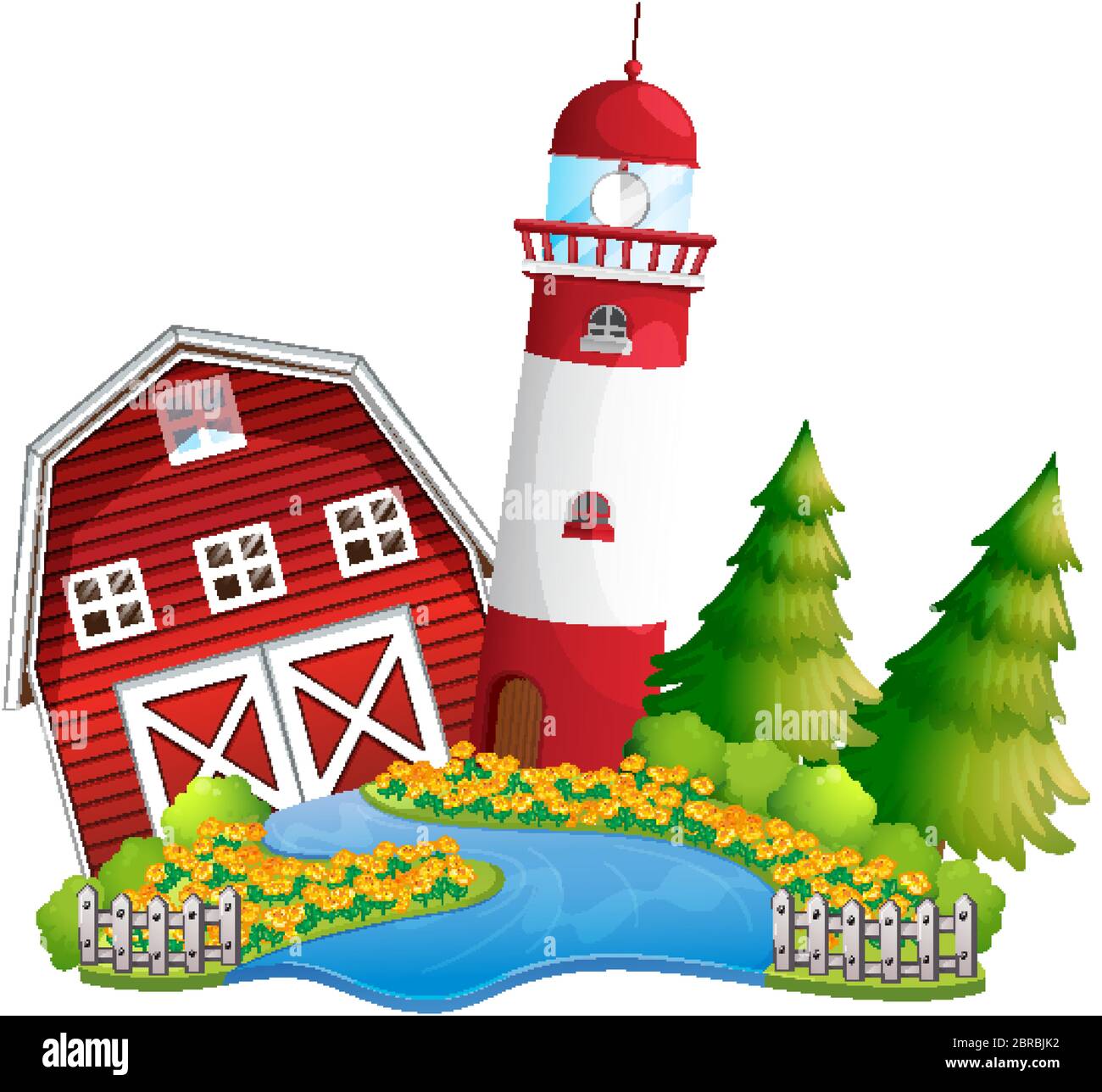 Isolated barn and lighthouse illustration Stock Vector Image & Art - Alamy