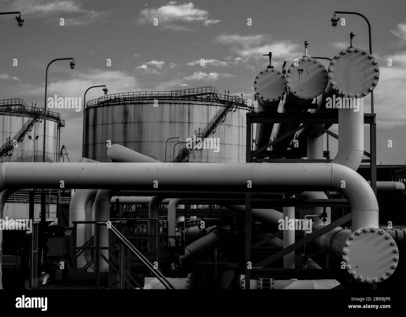 Pipeline and pipe rack of petroleum industrial plant. Offshore Industry ...