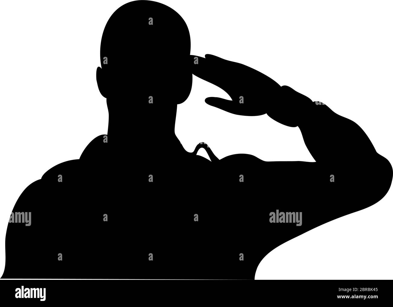 Silhouette saluting american soldier Black and White Stock Photos ...
