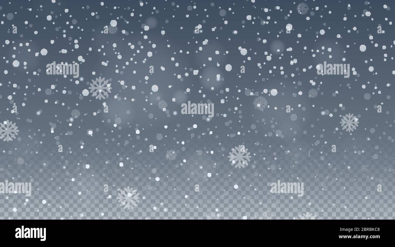 Background design template with snow falling in gray sky illustration ...