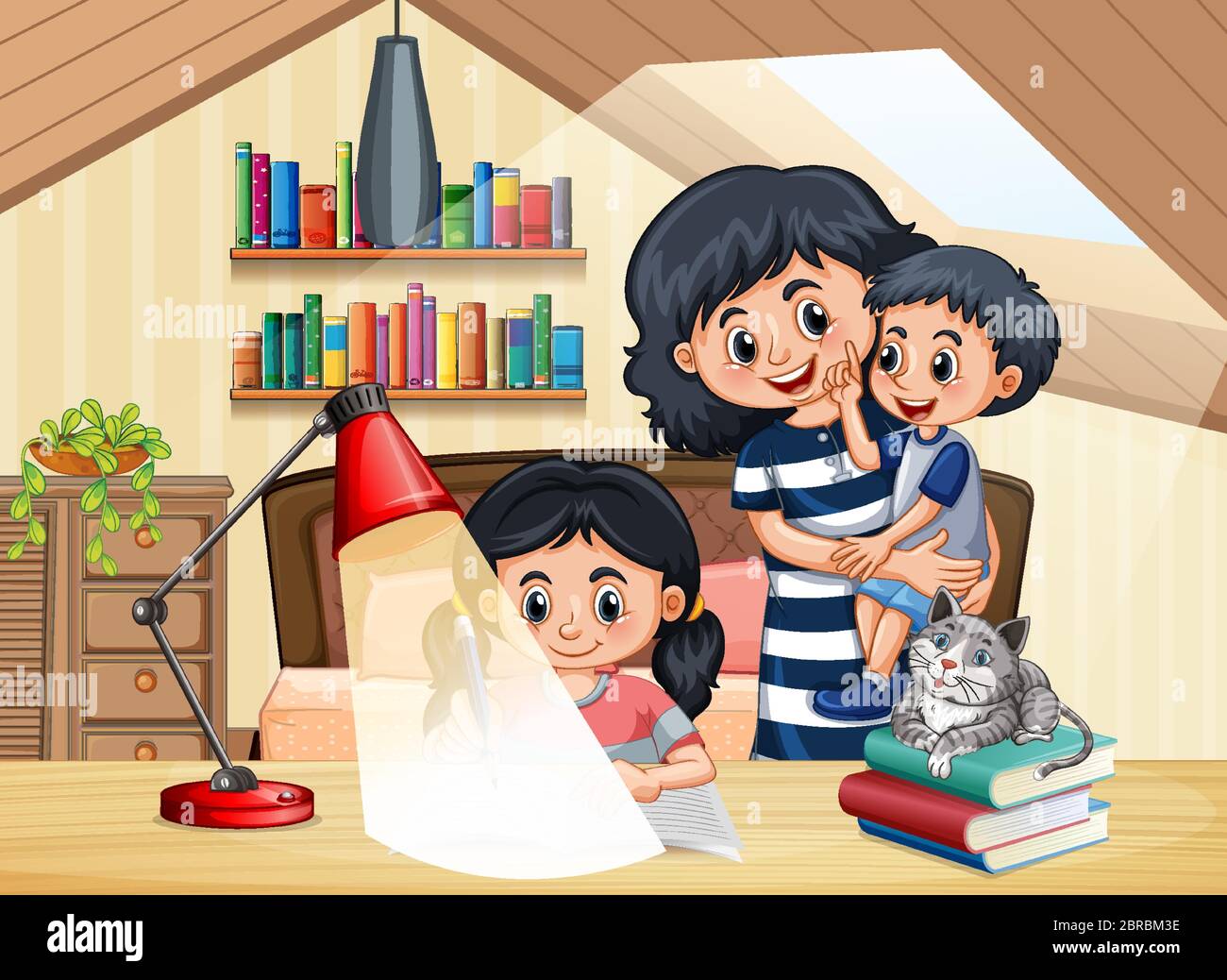 Girl study at home illustration Stock Vector Image & Art - Alamy