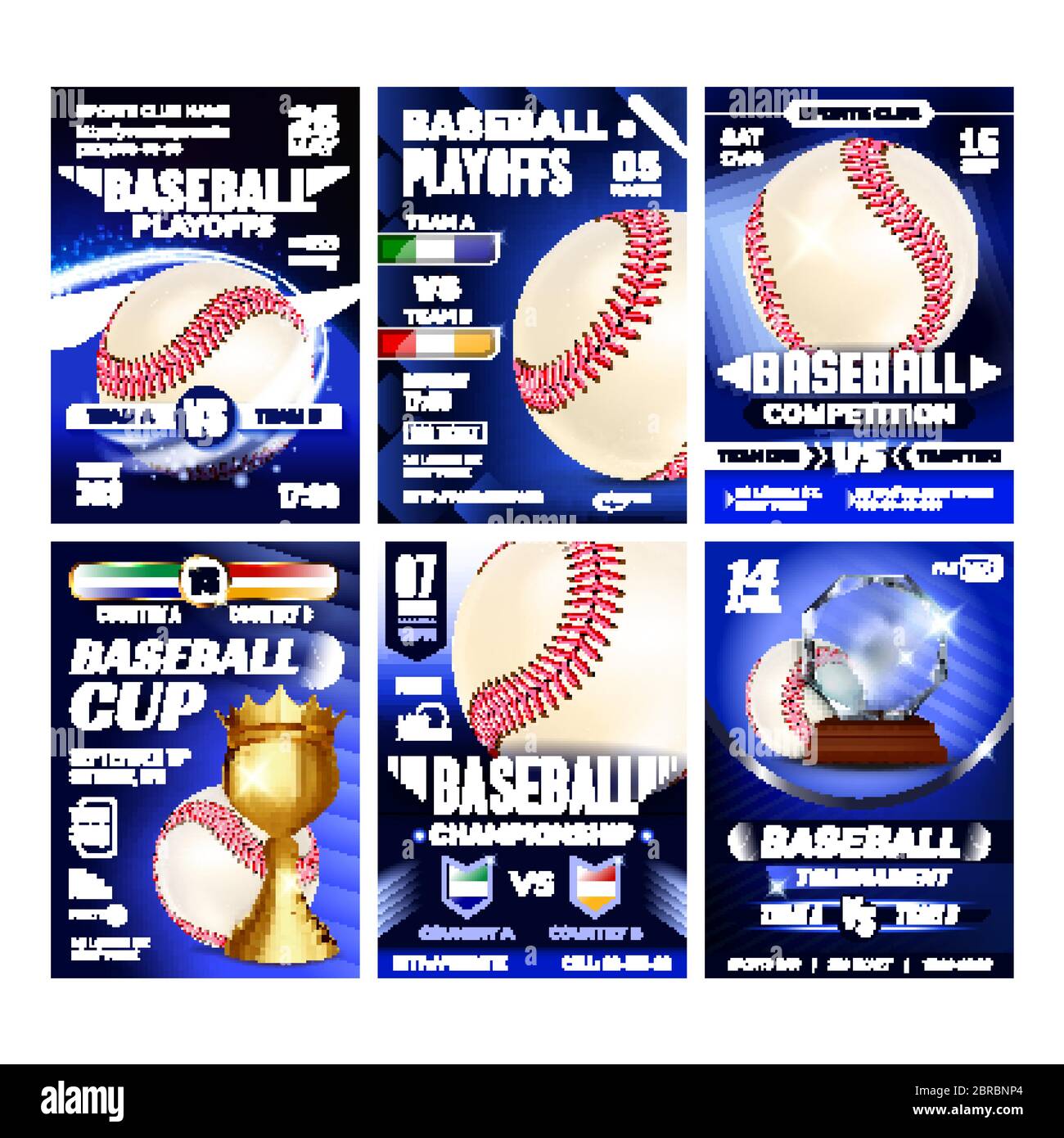 Baseball Playground Game Flyers Posters Set Vector Stock Vector Image ...