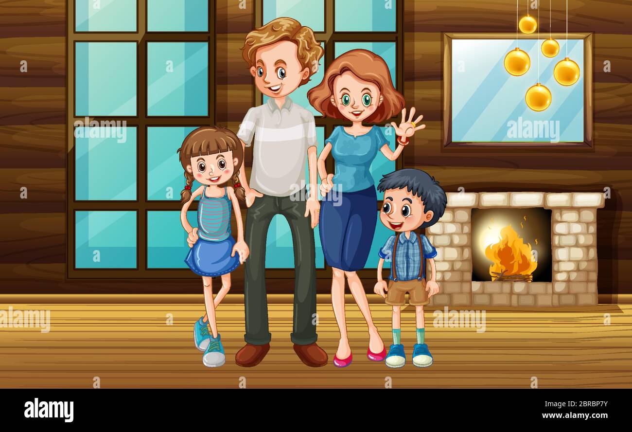 Happy family stay at home illustration Stock Vector Image & Art - Alamy